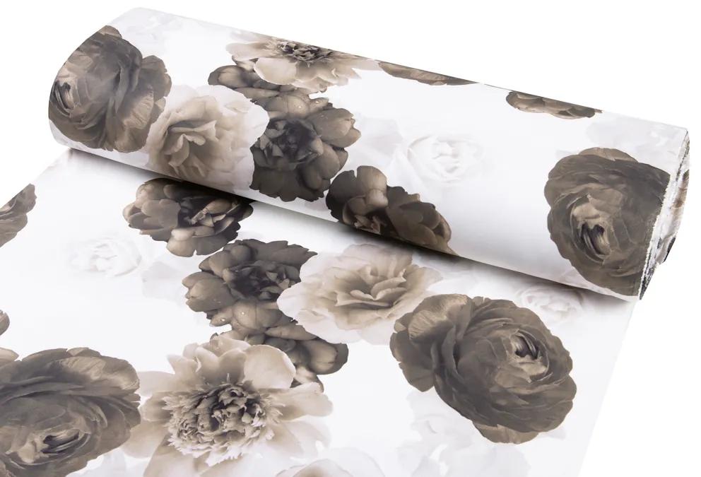 Biante Dekorační povlak na polštář s lemem PM-016 Velké hnědé květy 50 x 60 cm