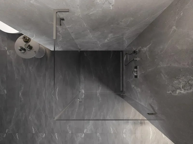 Mexen Lunar-B L výklopný sprchový kout pravý 90 x 90 cm, čiré sklo, broušená ocel, 832L-090-090-97-00-P