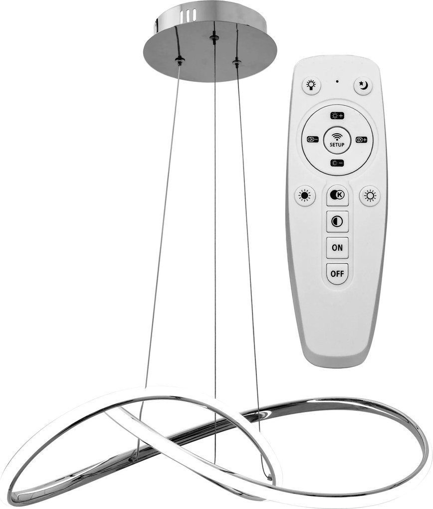 Toolight - LED stropní svítidlo + dálkový ovladač APP393-CP, chromová, OSW-06909