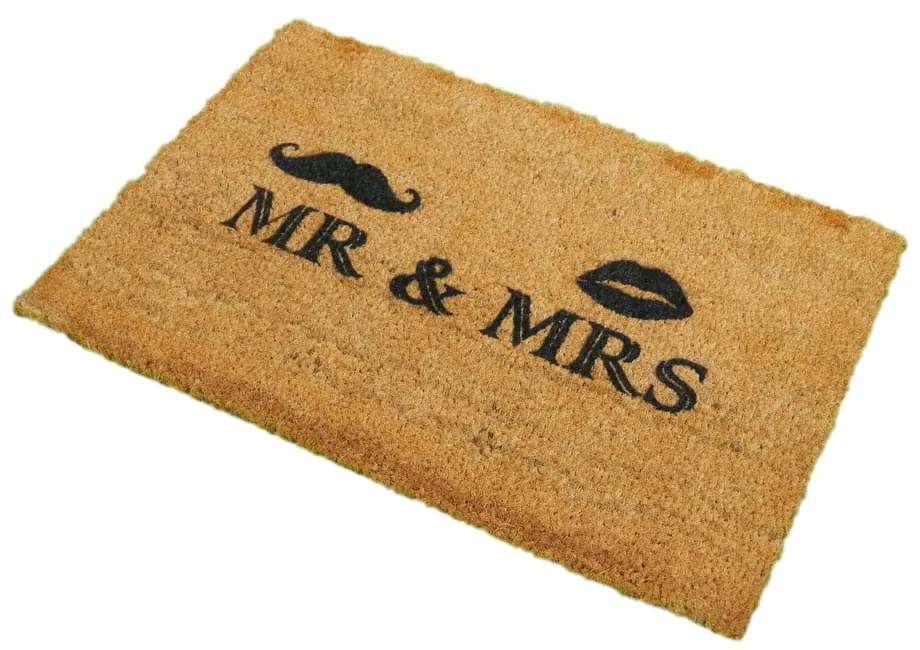 Rohožka z přírodního kokosového vlákna Artsy Doormats Mr and Mrs, 40 x 60 cm