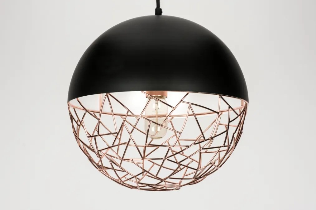 Závěsné industriální designové svítidlo nad stůl Signature Combino Nero and Copper