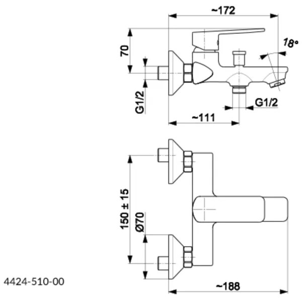 KFA Armatura 4424-510-00 - Vanová sada s baterií AGAT lesklý chrom