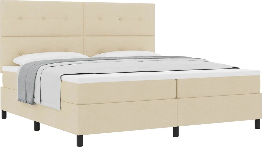 Postel s boxspringem s čelo Krémová 200 x 200 cm textil 3339418