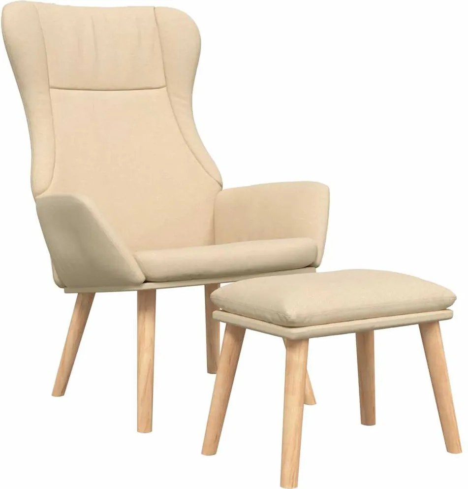 Relaxační křeslo s podnožkou krémové textil 3097884