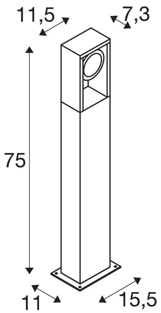 SLV 1004750 Eskina Frame 75, venkovní sloupek LED 15W 3000/4000K, antracit, výška 75cm, IP65