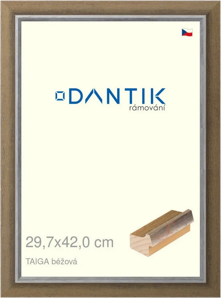 DANTIK rámeček 29,7x42 | TAIGA béžová (Plexi Čiré)