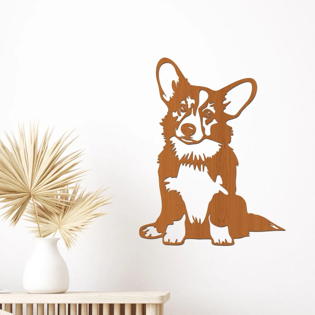 dřevo života Dřevěná dekorace psa Corgi Rozměry (cm): 23x30, Barevný vzor: Javor