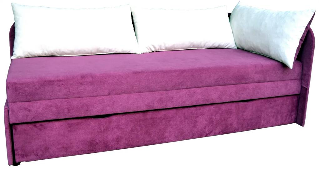 Rozkládací pohovka s úložným prostorem v barvě fialové pravá F1007