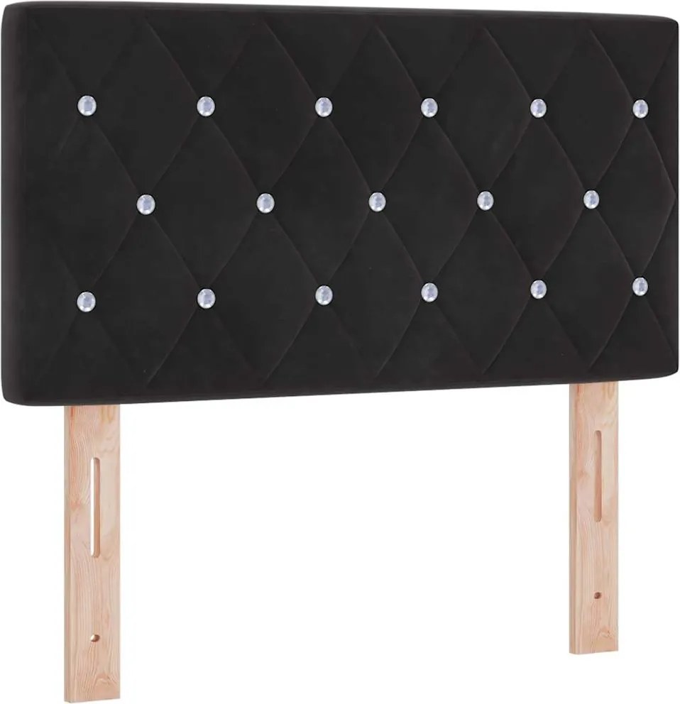 Postel s boxspringem s matrací s čelo Černá 80 x 200 cm samet 3339070
