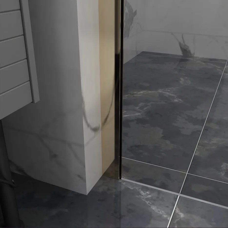 Erga Paris, sprchová zástěna Walk-In 30x200 cm, 8mm šedé sklo, zlatý lesklý profil, ERG-V02-PARIS-030x200-GR-GD