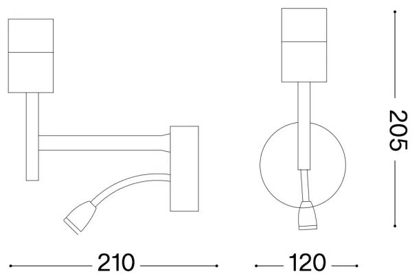 Ideal Lux - LED Flexib. lampa s monturou SET UP 1xE27/42W+LED/3W/230V USB chrom