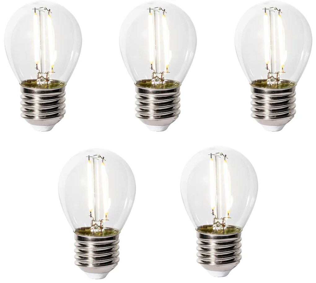 Sada 5 stmívatelných LED žárovek E27 P45 s čirým sklem 3W 250 lm 3000K