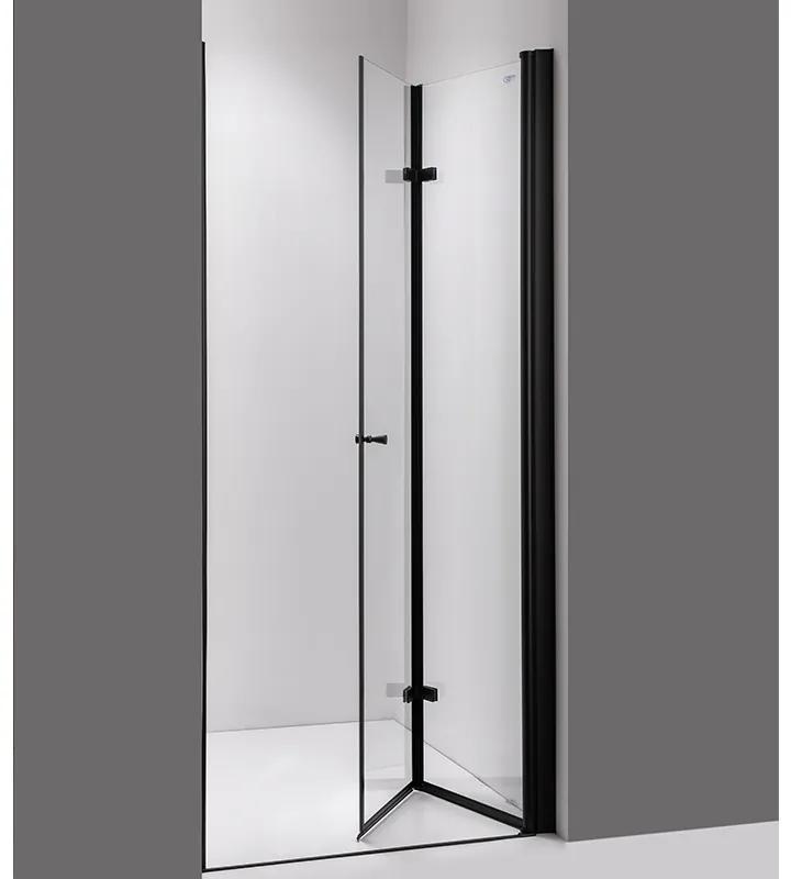 BPS-koupelny Zalamovací otočné sprchové dveře HYD-JSD01 80 černá/transparent pro instalaci do niky