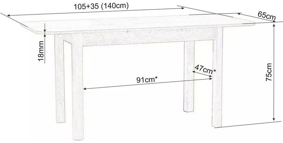 Jídelní stůl Diego II 105 × 65 cm, dub sonoma