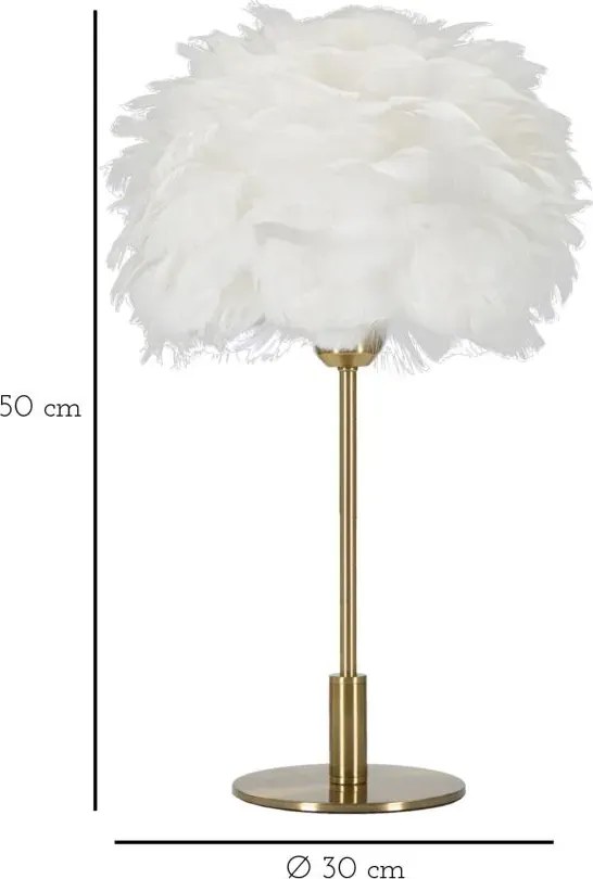 Stolní lampa Ball Feather 50 cm bílo-zlatá