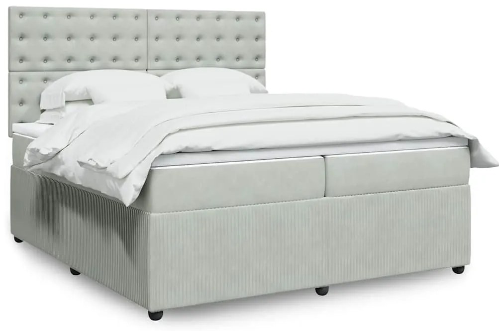 Box spring postel s matrací světle šedá 200x200 cm samet 3294742