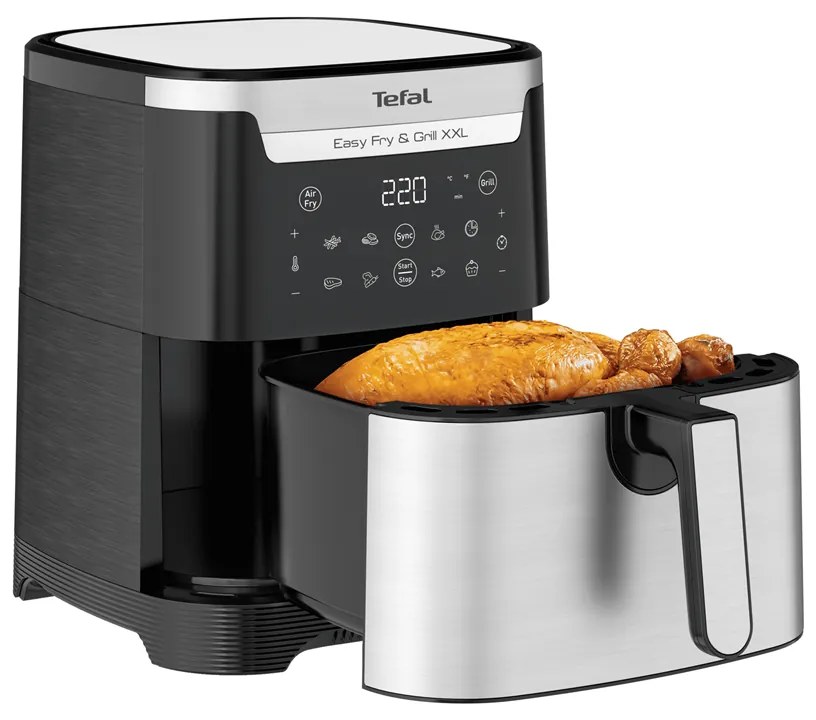 Horkovzdušná fritéza Tefal Easy Fry & Grill XXL 2v1 EY801D15 Nerezová