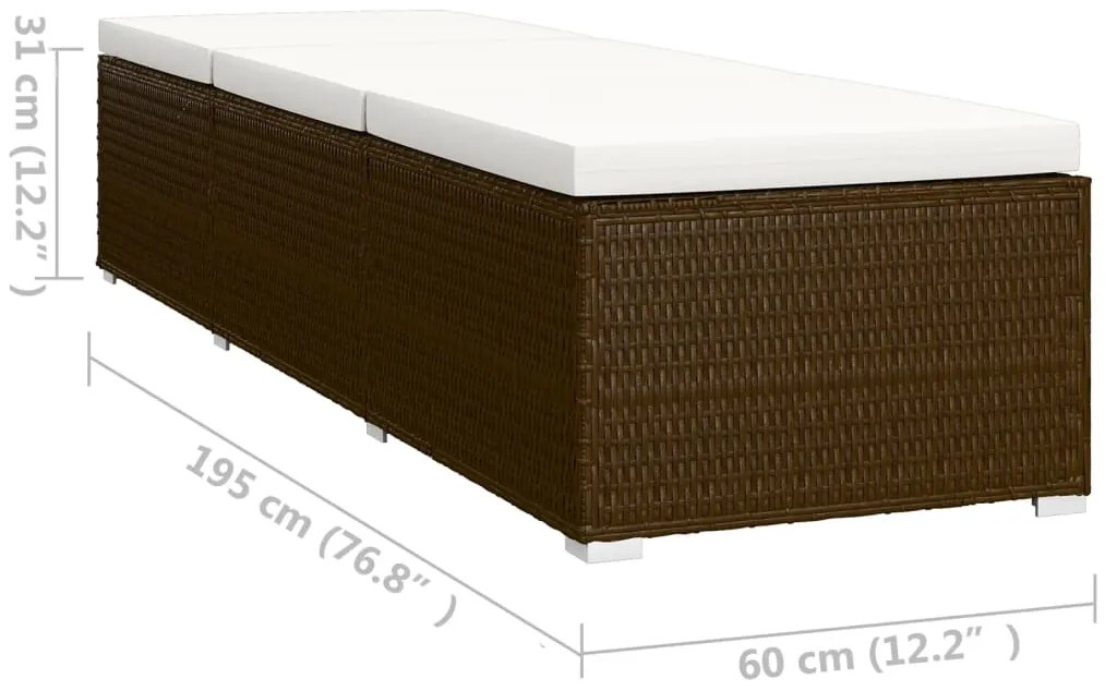 vidaXL Marketos 3dílná zahradní lehátka s čajovým stolkem polyratan hnědá