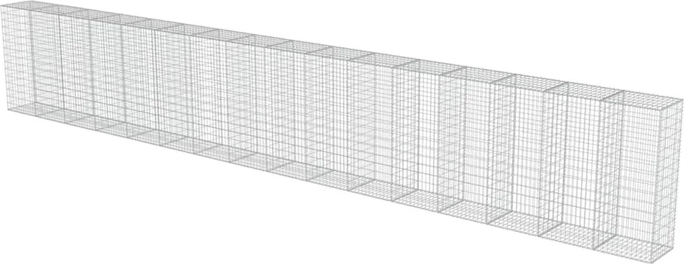 Gabionová zeď s víky z pozinkované oceli 900 x 50 x 150 cm 143589