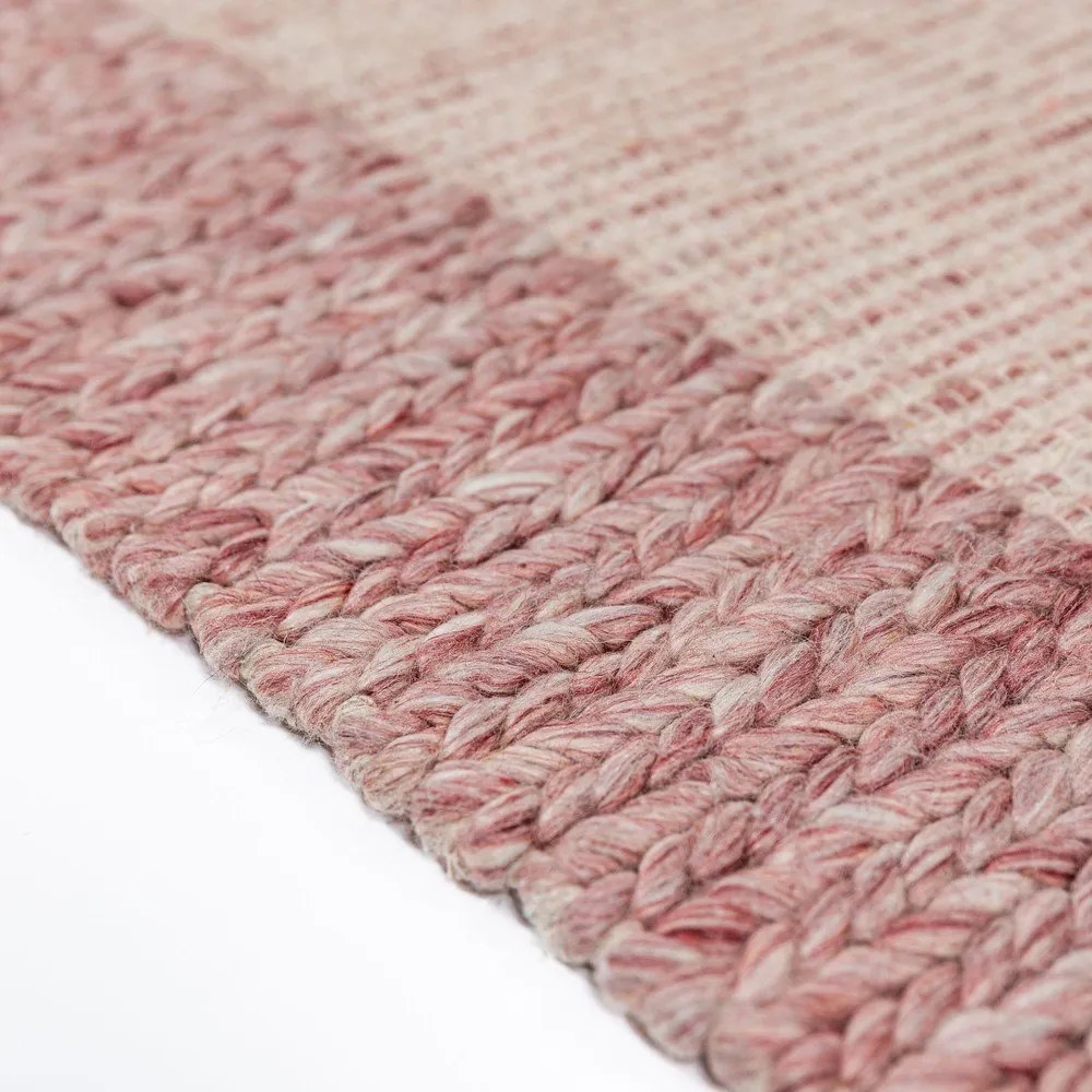 Světle růžový ručně tkaný koberec s příměsí vlny 200x290 cm Rue – Flair Rugs