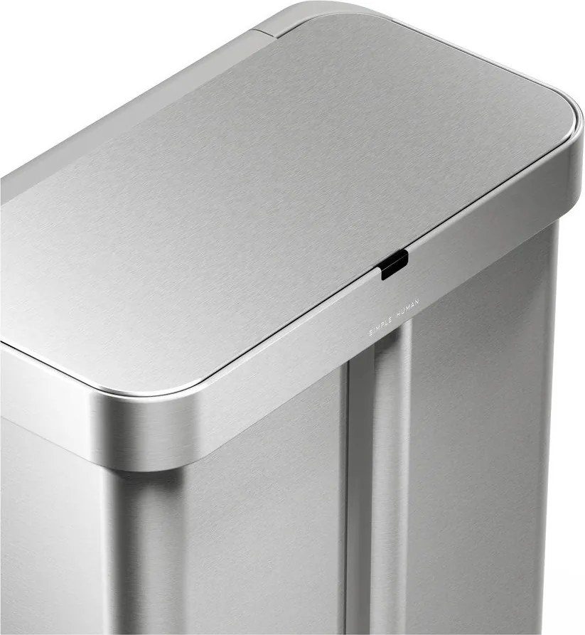 Ocelový odpadkový koš 34+24 l na tříděný odpad/bezdotykový ve stříbrné barvě Dual Sensor – simplehuman