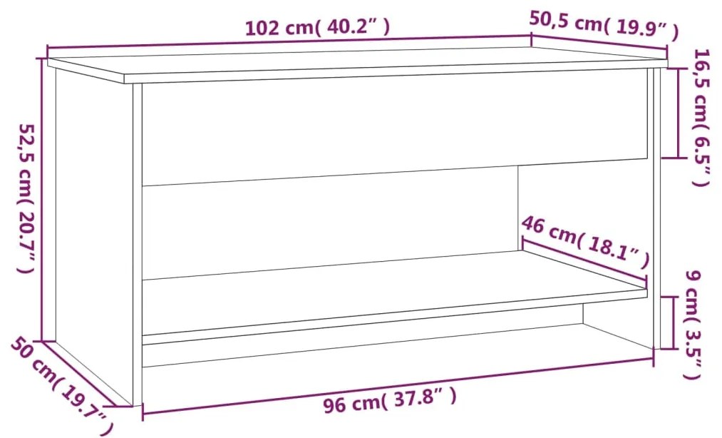 Konferenční stolek hnědý dub 102x50x52,5 cm kompozitní dřevo - Default Title