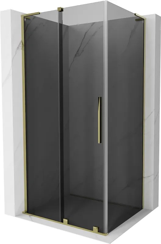 Mexen Velar L, sprchový kout s posuvnými dveřmi 100 x 80 cm, 8mm šedé sklo, zlatá lesklá, 871-100-080-43-50