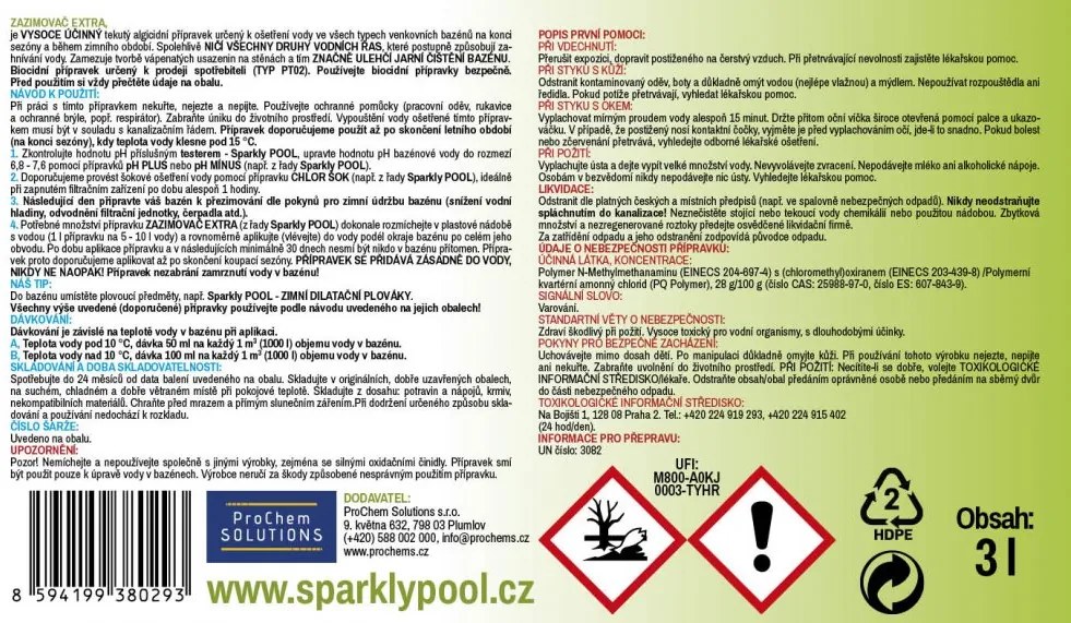SparklyPool Sparkly POOL Zazimovač bazénu EXTRA 3 l