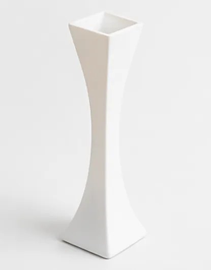 váza, hranatá, plast, 16x4x4 cm, bílá, Dekorino VD0260004