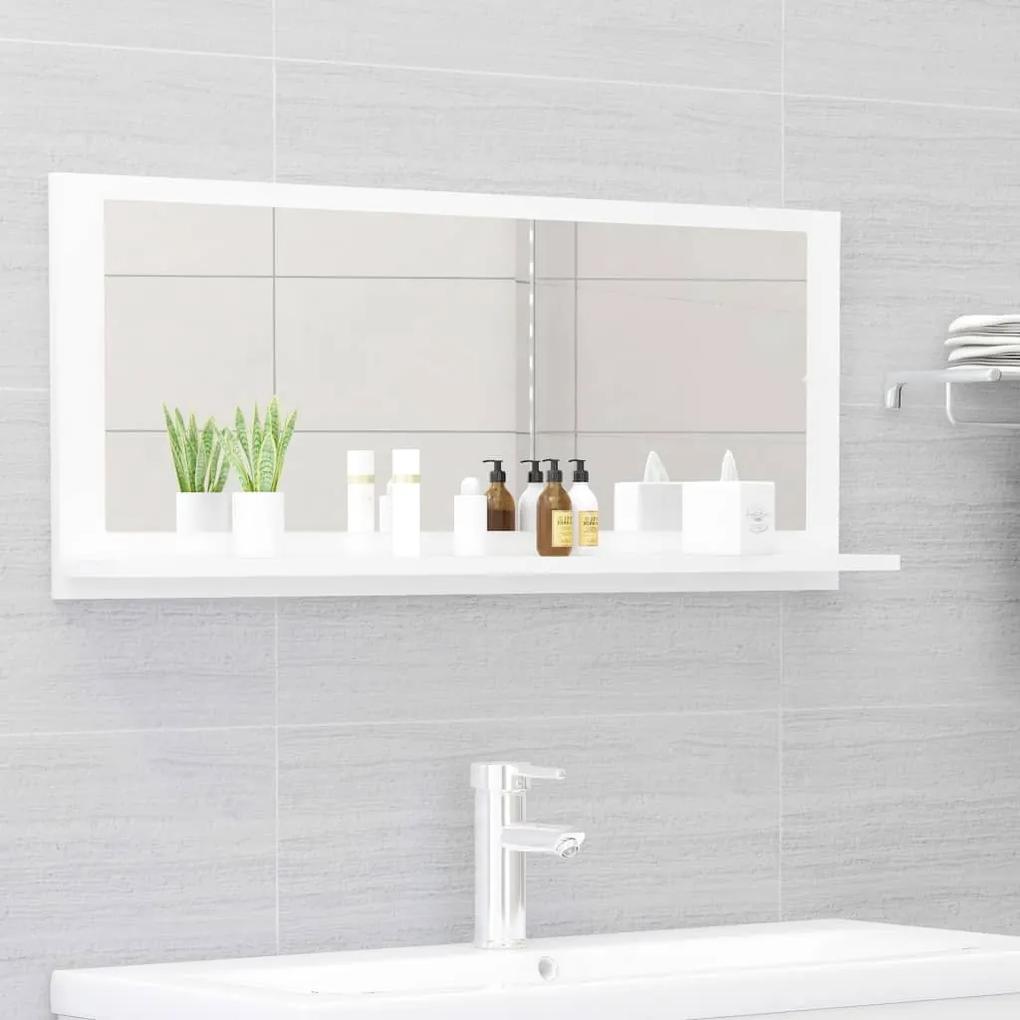 Koupelnové zrcadlo bílé vysoký lesk 90x10,5x37 cm dřevotříska - Default Title