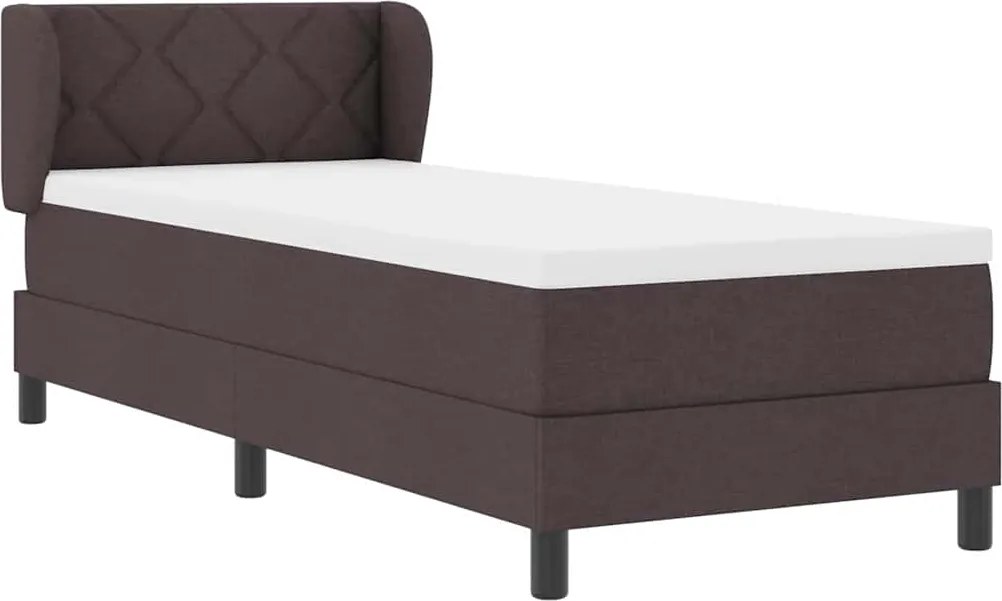 Postel s boxspringem s čelo Tmavě hnědá 80 x 200 cm textil 3340055