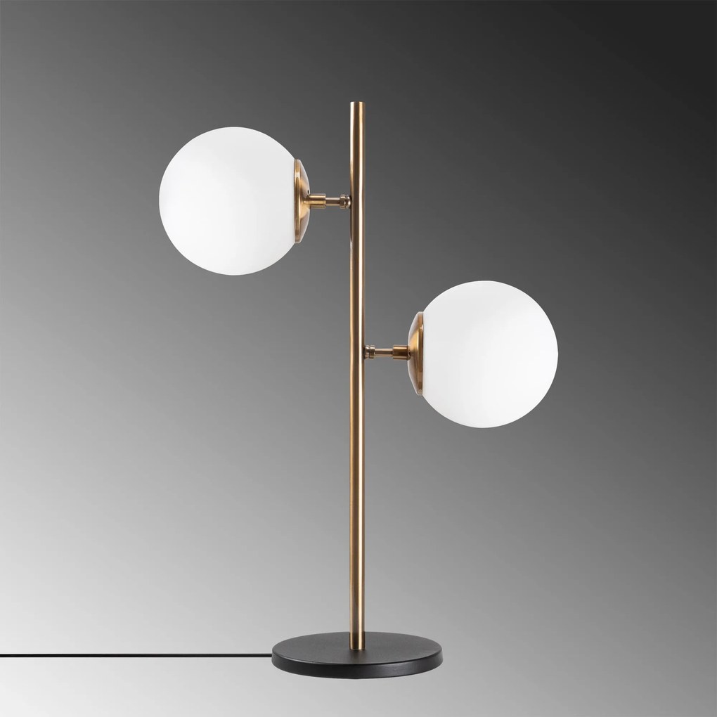 OPVIQ Stolní lampa FAZLI zlatá mléčné sklo