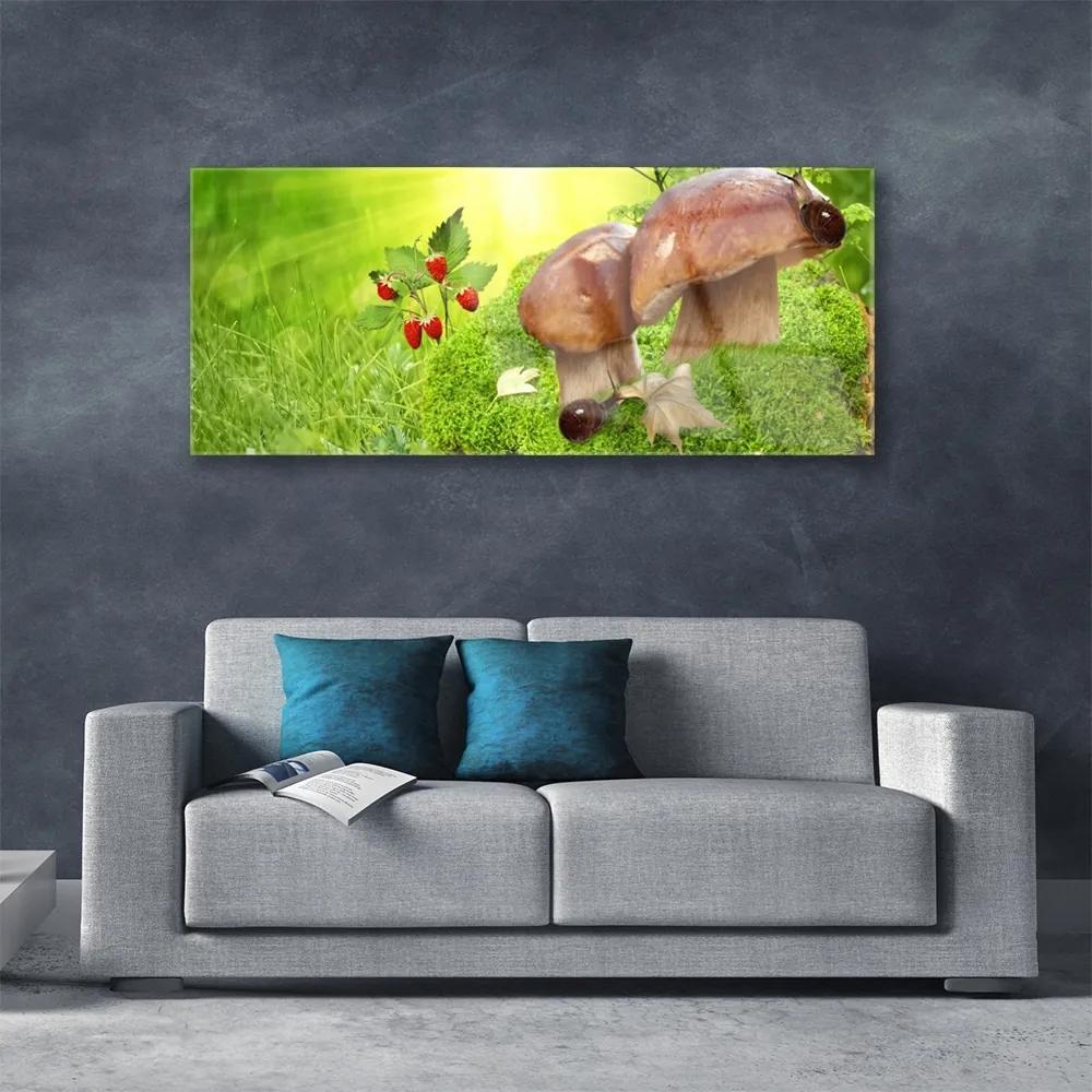 akrylový obraz Houby Divoké Jahody 125x50 cm
