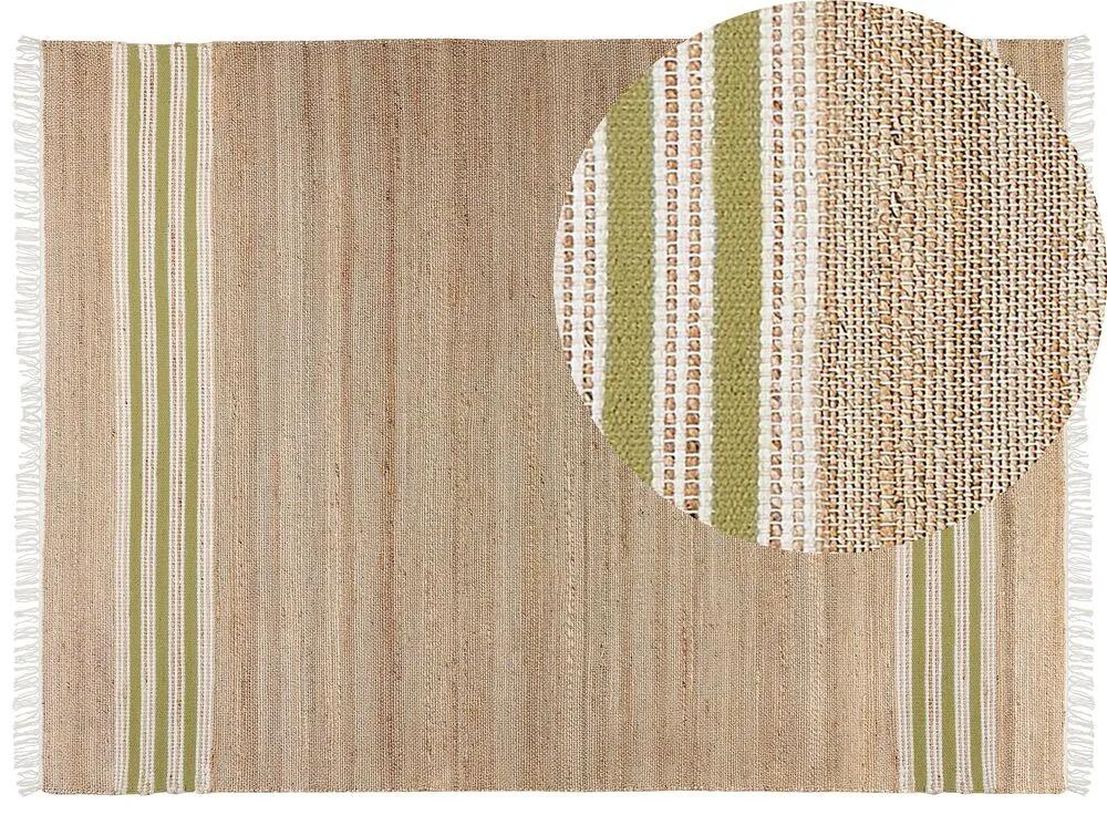 Jutový koberec 160 x 230 cm béžový/zelený MIRZA Beliani