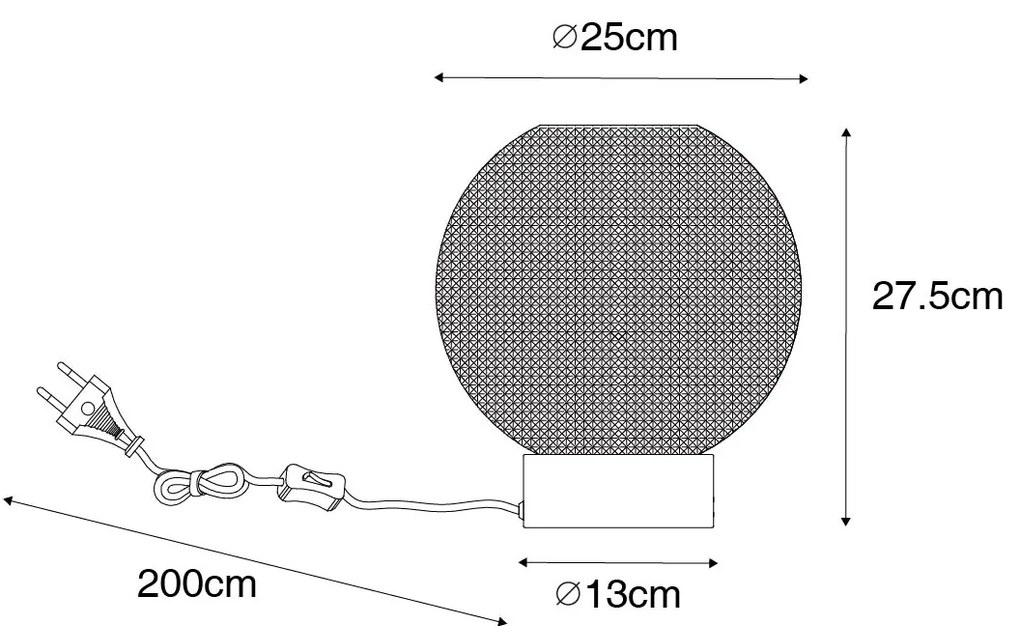 Designová stolní lampa černá s kouřovým sklem - Chico