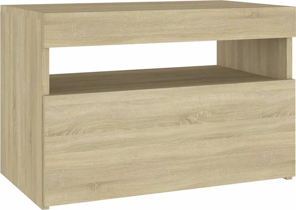 Noční stolek LED osvětlení dub sonoma 60x35x40 kompozitní dřevo 3082780
