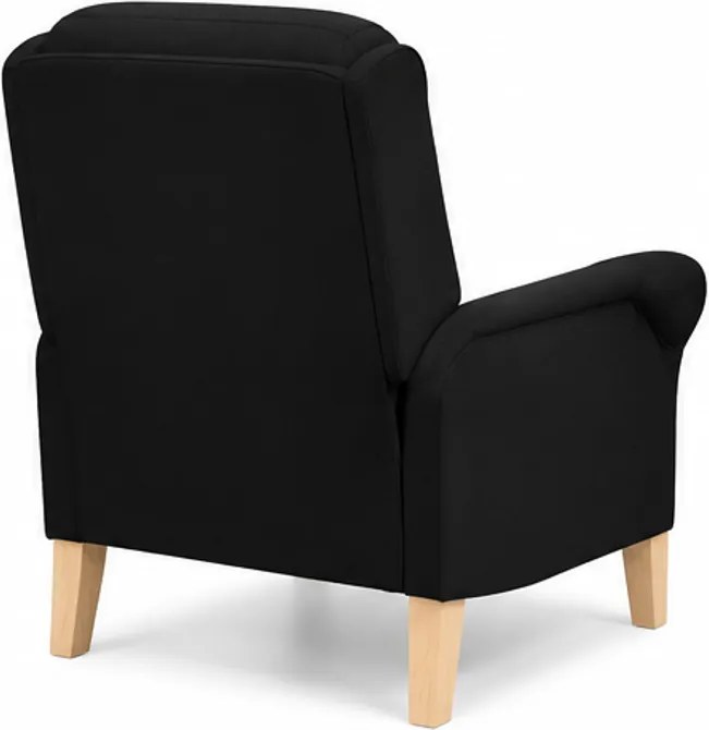 křeslo relaxační, odpočinkové, ušák, dřevo/textil, 101x95x75 cm, přírodní/černá, Dekorino KR20260039