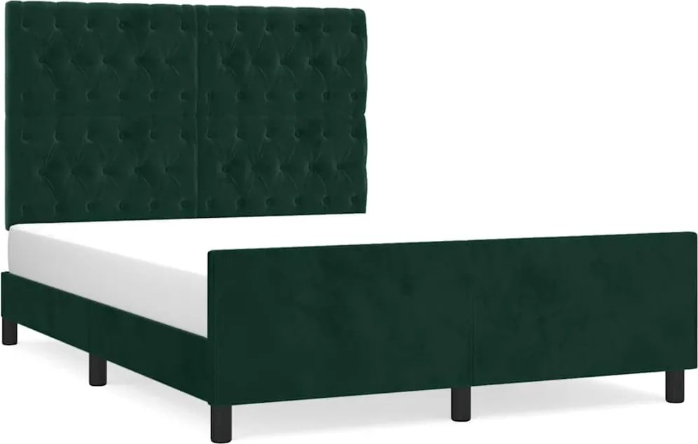 Rám postele bez matrace tmavě zelená 140 x 200 cm samet 3125943