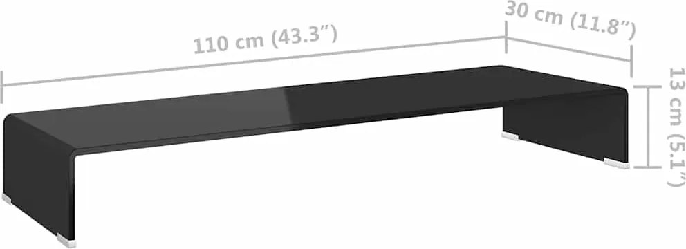 TV stolek / podstavec na monitor sklo černý 110x30x13 cm 244140