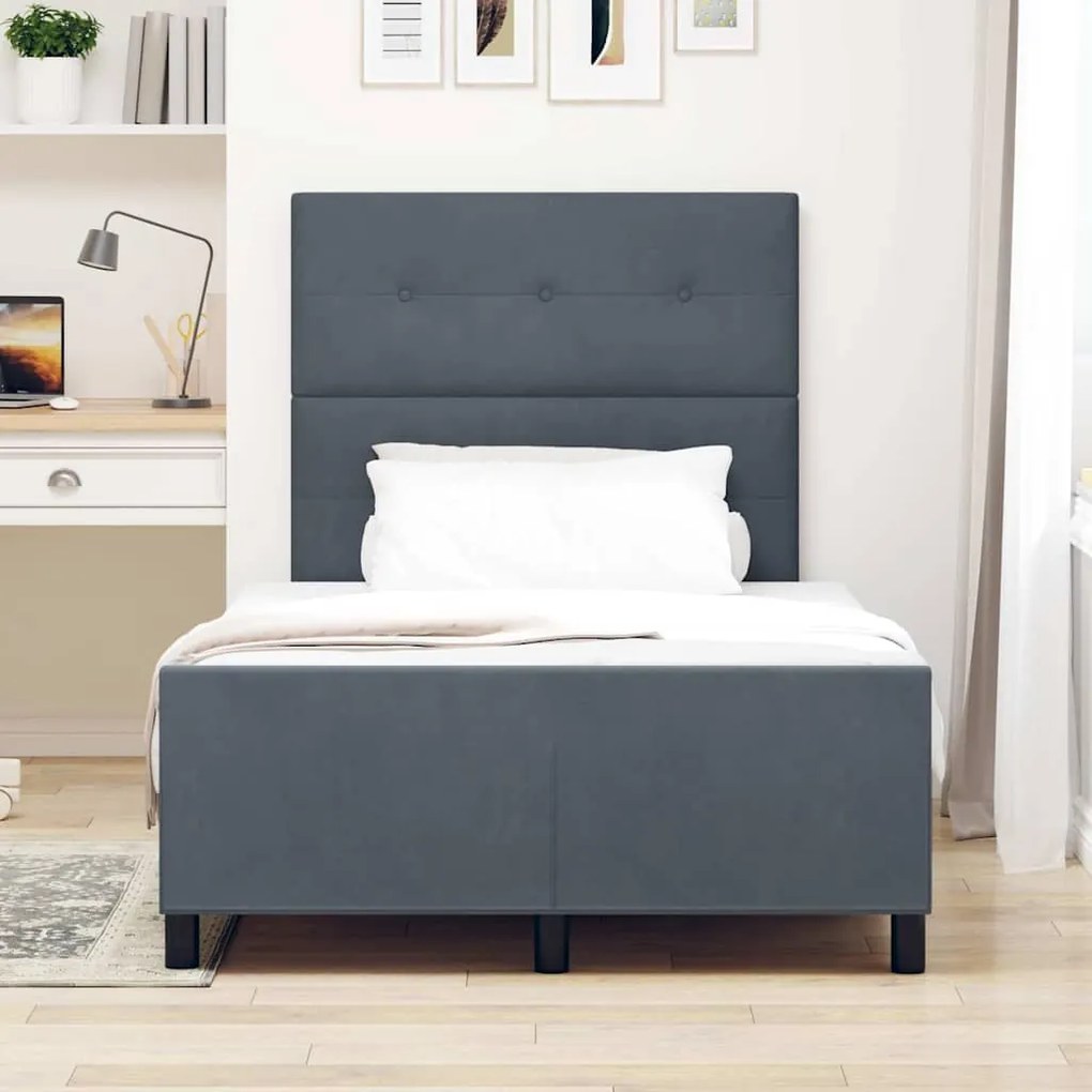 Postel s boxspringem s čelo Tmavě šedá 120 x 190 cm samet 3344928