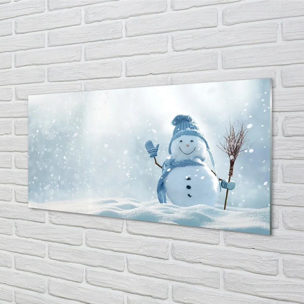 Obraz na skle sněhulák sníh 100x50 cm
