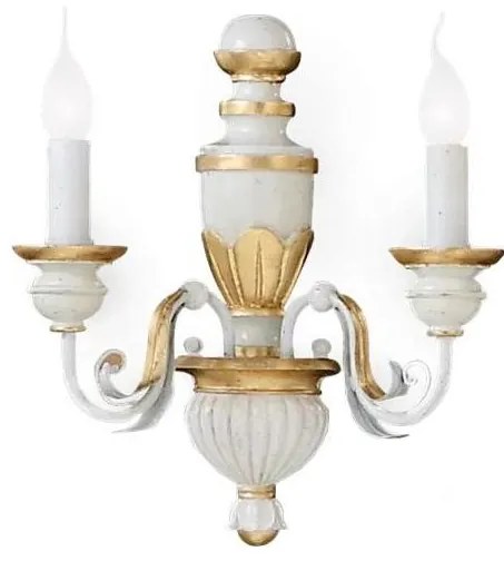 Ideal Lux - Nástěnná lampa FIRENZE 2xE14/40W/230V bílá/zlatá