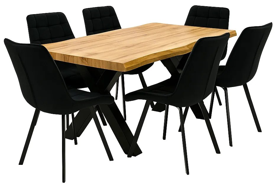 Vikio Jídelní set pro 6 osob 160x90 cm dub-černá VJS116-61C