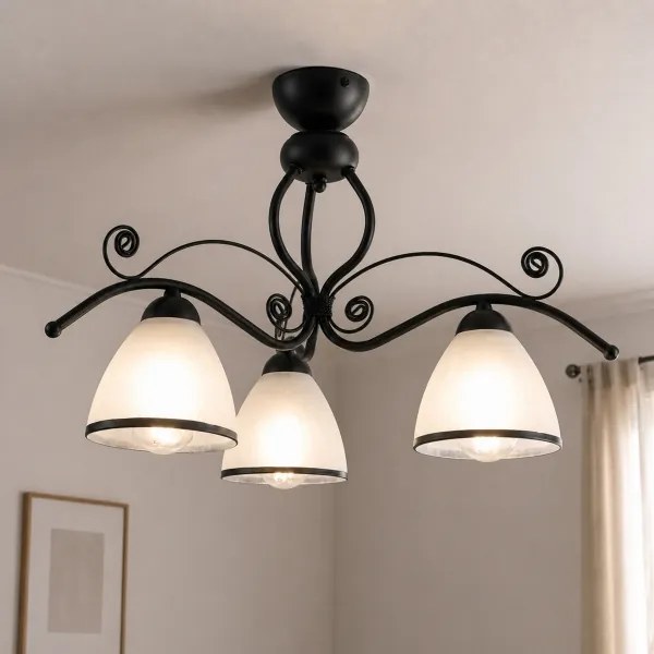 Přisazený lustr RETRO 3xE27/60W/230V černá/bílá