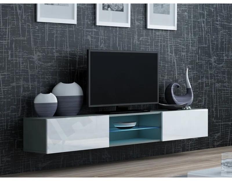 TV stolek Zigo Glass 180, Osvětlení: bez osvětlení, Barva: šedá / šedá lesk
