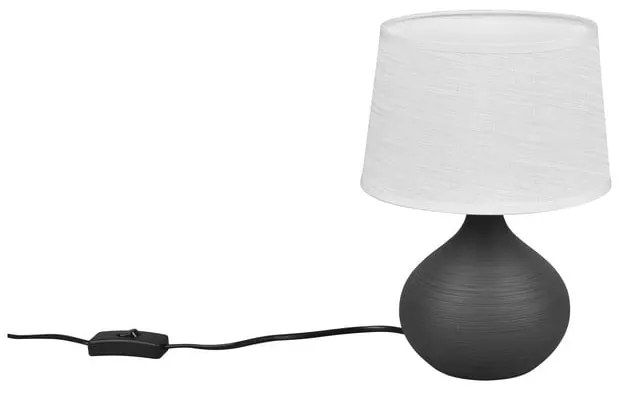 Tmavě hnědá stolní lampa z keramiky a tkaniny Trio Martin, výška 29 cm