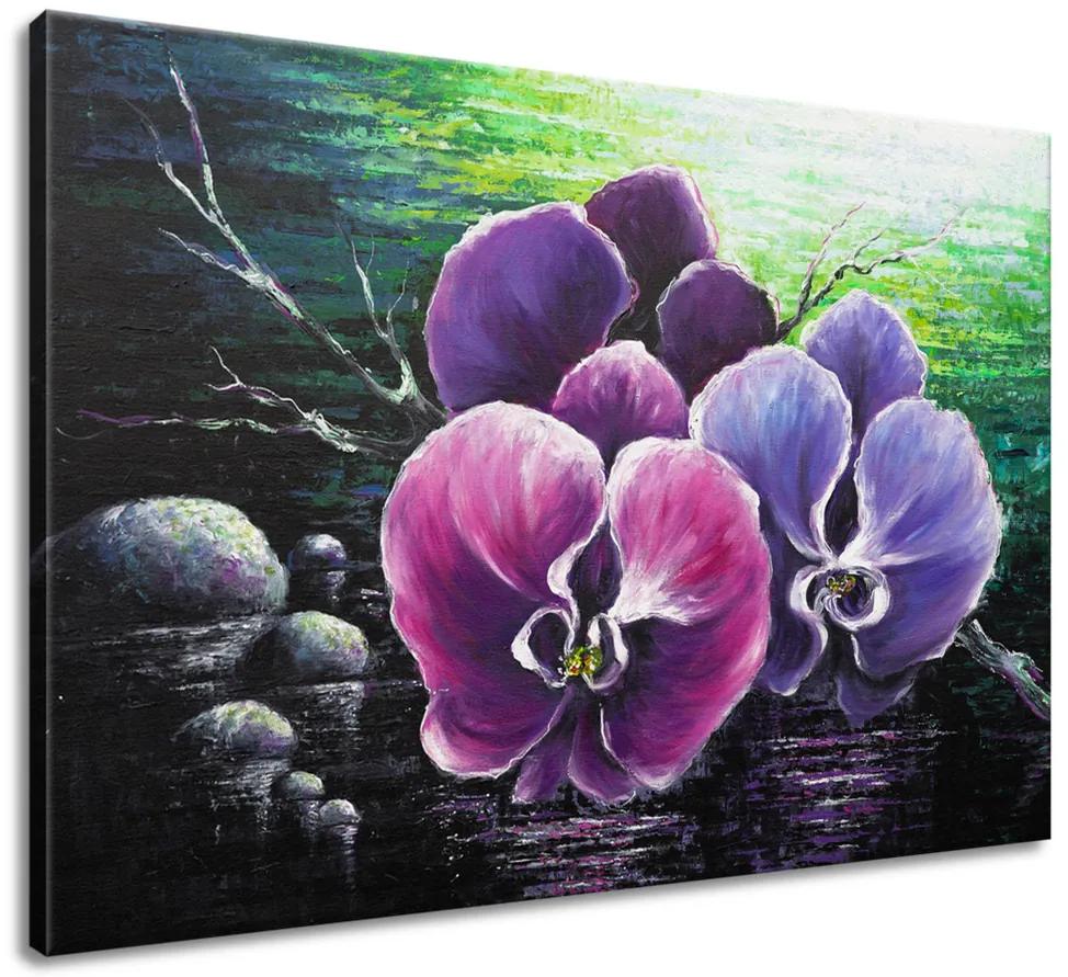Gario Ručně malovaný obraz Orchidea u potoka Rozměry: 120 x 80 cm