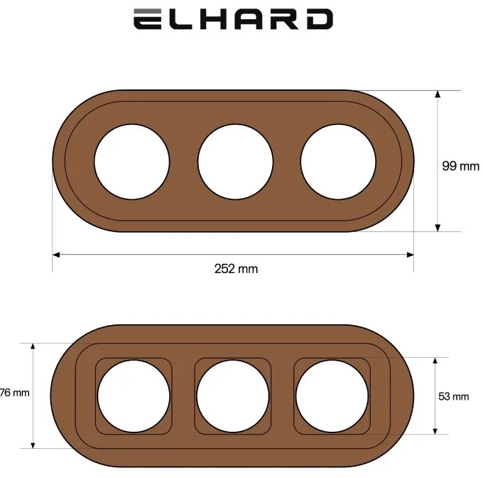 Elhard Kulatý dřevěný trojrámeček, tmavé dřevo KV3003D