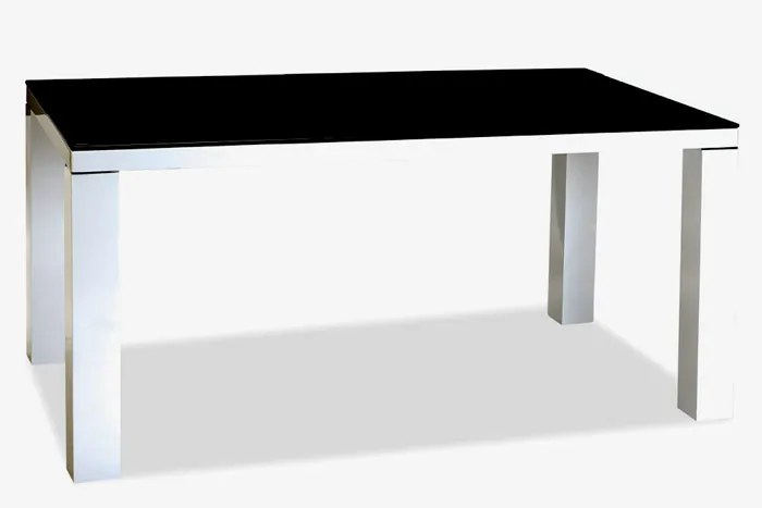 moderní jídelní stůl  DIONIZO bílý lesk , černé sklo
