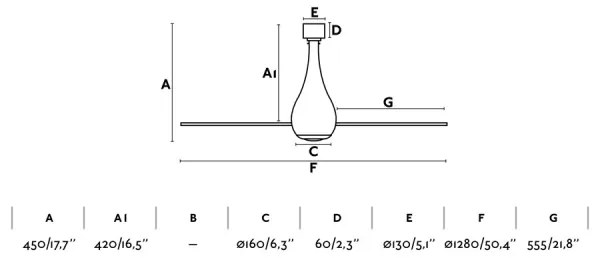 FARO 32020-Stropní ventilátor MINI ETERFAN bílá/čirá pr. 128 cm+dálkové ovládání